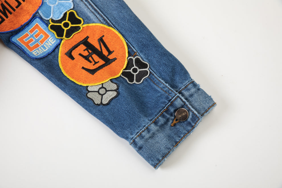 Patchwork Denim Jacket - Blue